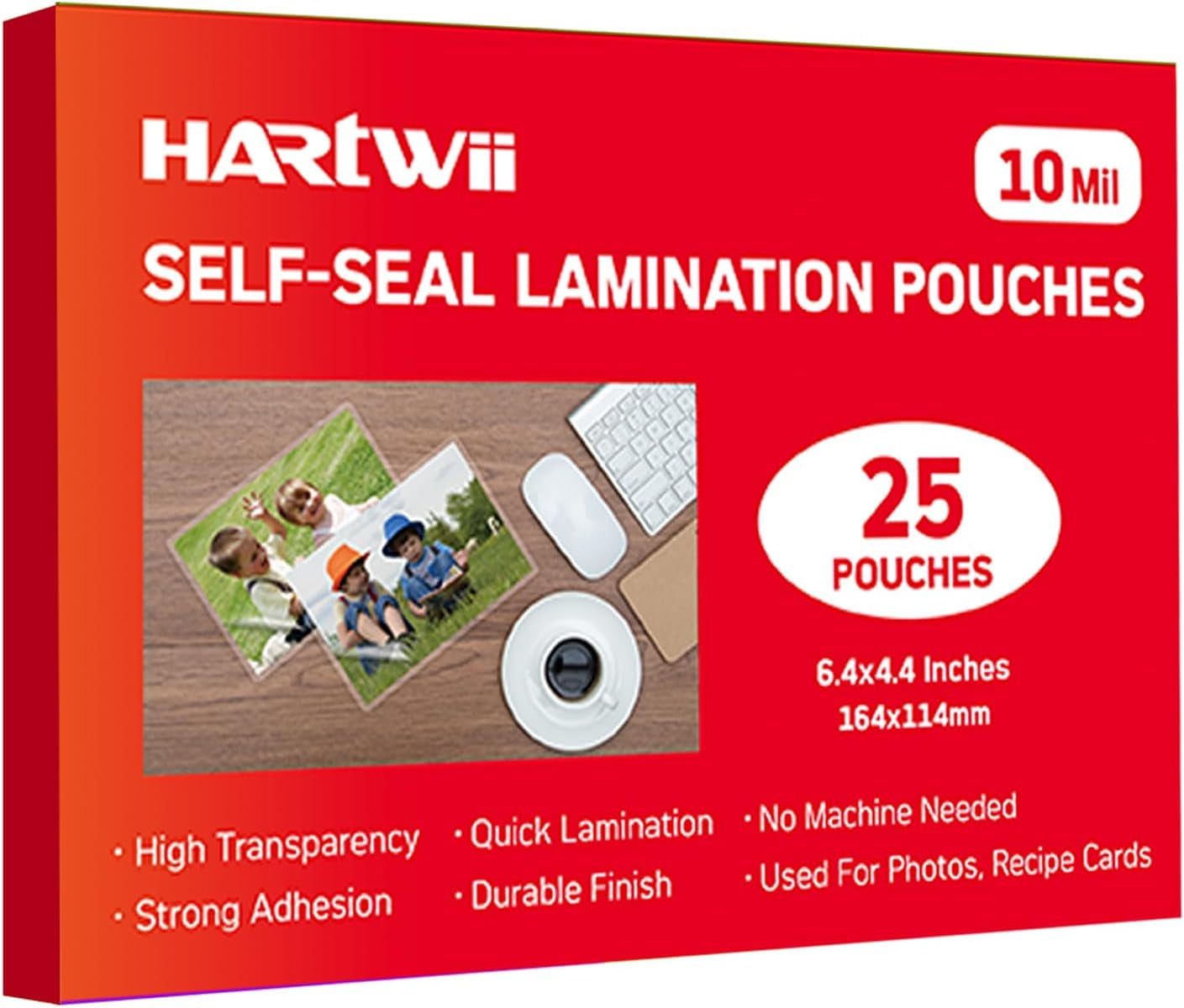 25 Pack Self-Sealing Laminating Pouches 4x6 Inch,10 Mil Thick Double ...