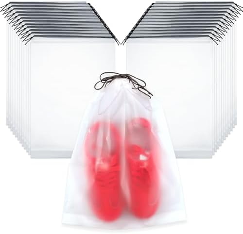 25 Pack Shoe Bags for Travel, 15.7" x 11.8" Large Clear Travel Shoe Bag ...