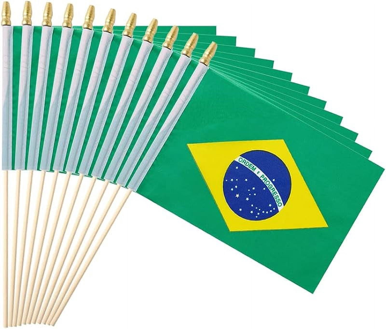 25 Pack Small Brazil Flag Handheld Mini Mexican Flag on Stick 6x8 Inch ...
