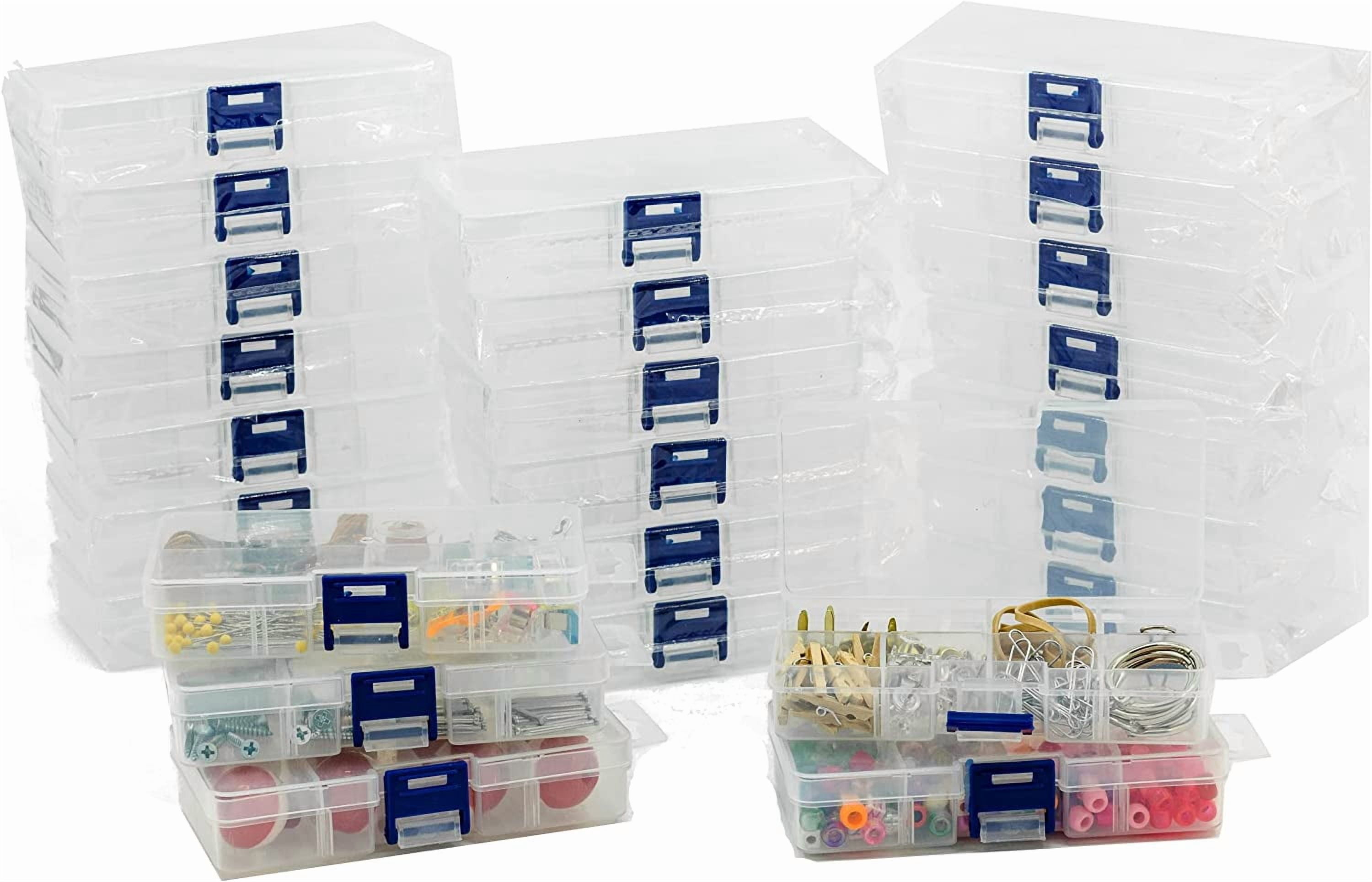 25-Pack Small Plastic Storage Box Case Container with 8 Grid Dividers 2 ...