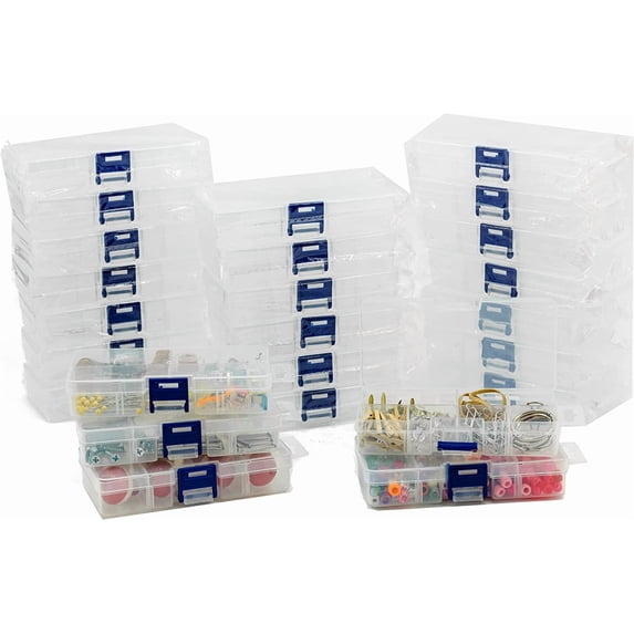 25-Pack Small Plastic Storage Box Case Container with 8 Grid Dividers 2 ...