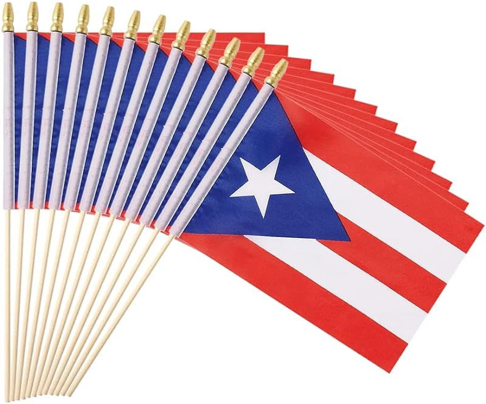 25 Pack Small Puerto Rico Flag Handheld Mini Mexican Flag on Stick 6x8 ...