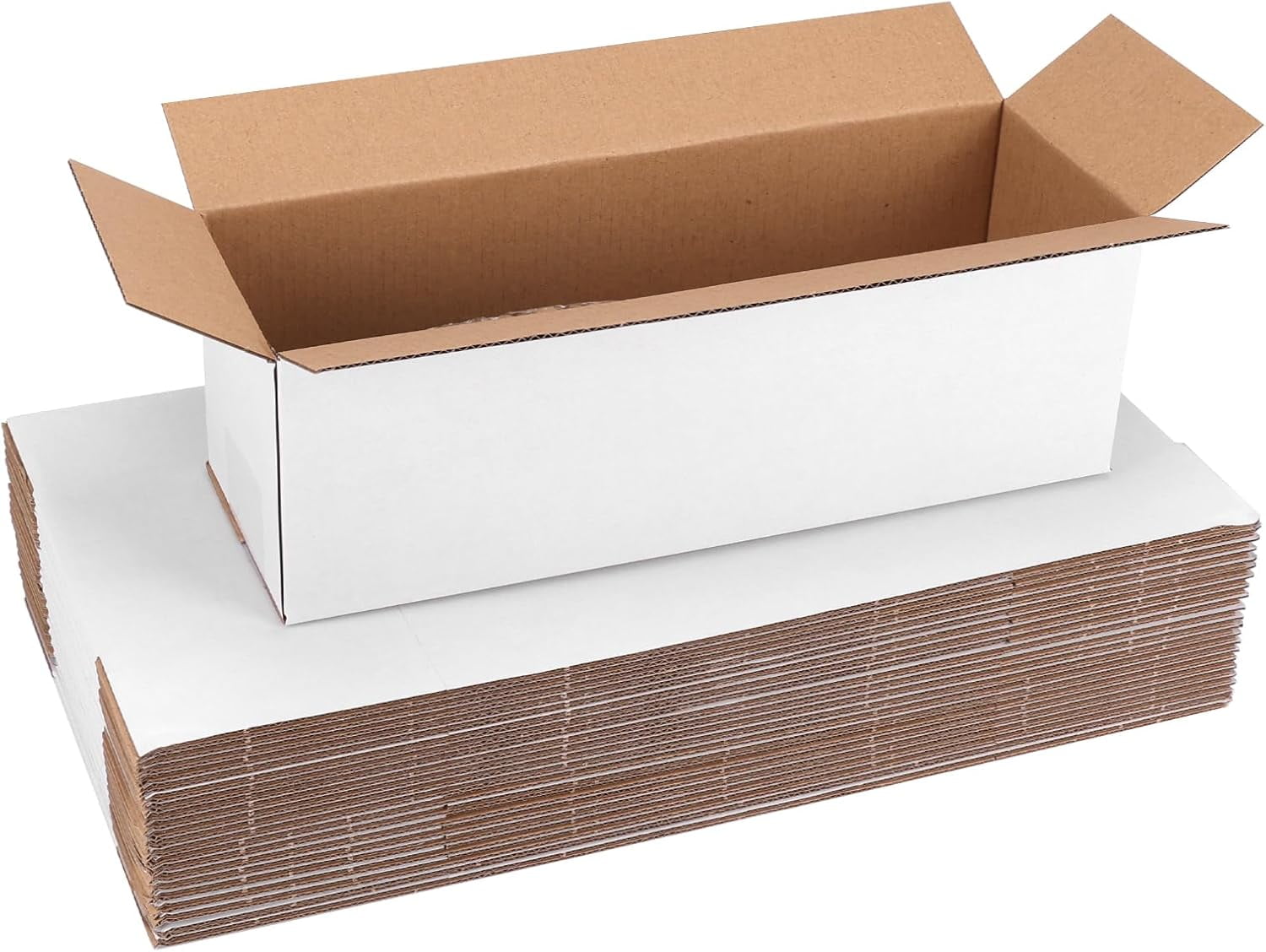25 Pack Small Shipping Boxes 12x4x4 Inches, White Corrugated Cardboard ...