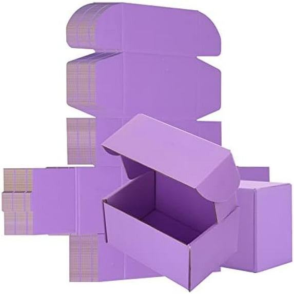 25 Pack Small Shipping Boxes Purple Corrugated Cardboard Box 6x4x3 ...
