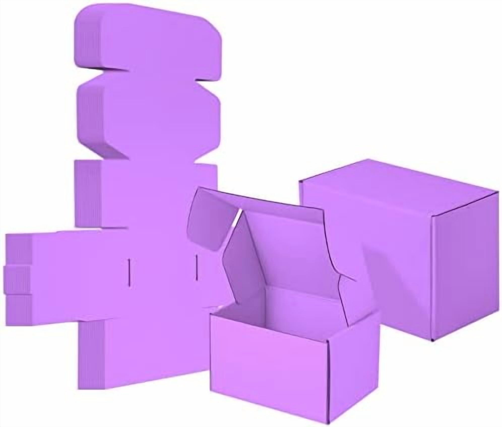 25 Pack Small Shipping Boxes Purple Corrugated Cardboard Box 7x5x4 ...