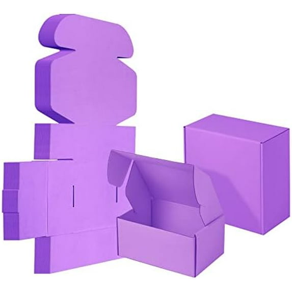 25 Pack Small Shipping Boxes Purple Corrugated Cardboard Box 8x8x4 ...