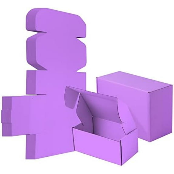 25 Pack Small Shipping Boxes Purple Corrugated Cardboard Box 9x6x4 ...
