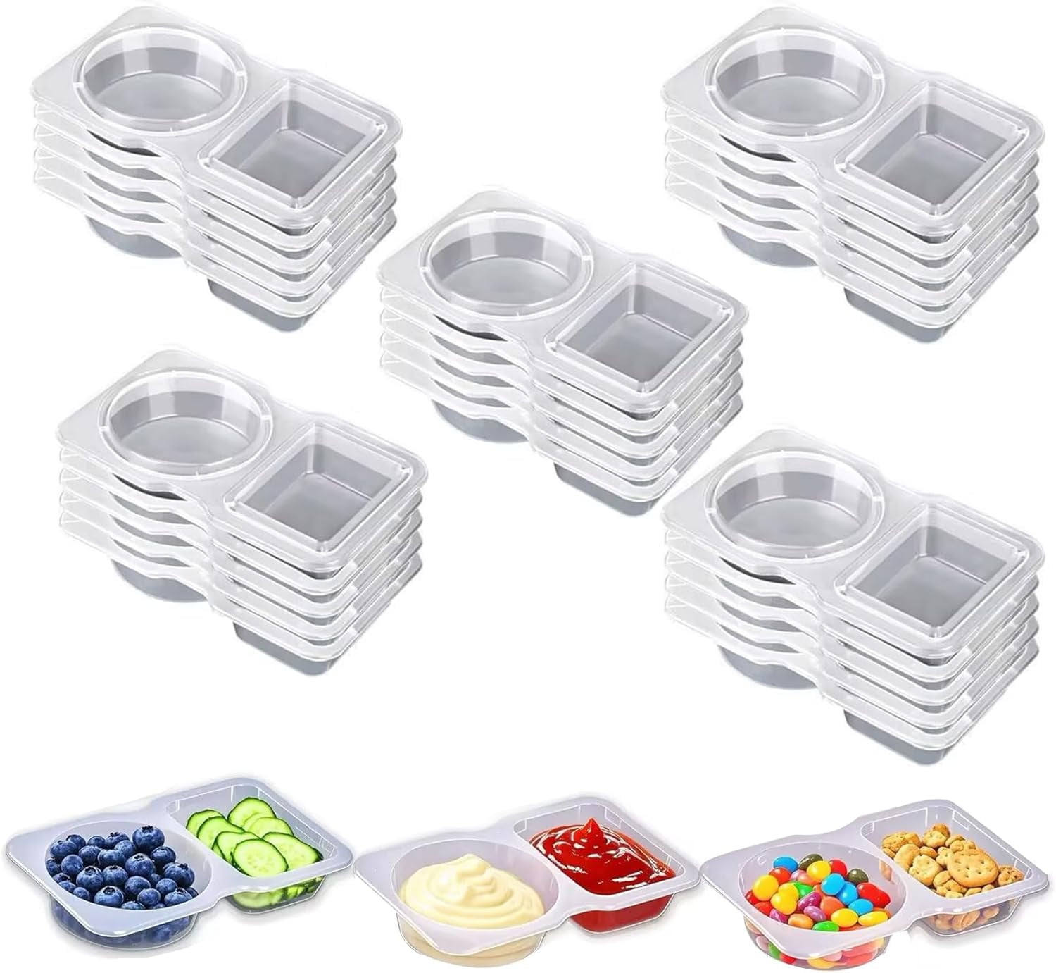 25-Pack Snack Containers with , 2-Section Snack Box for Portion Control ...