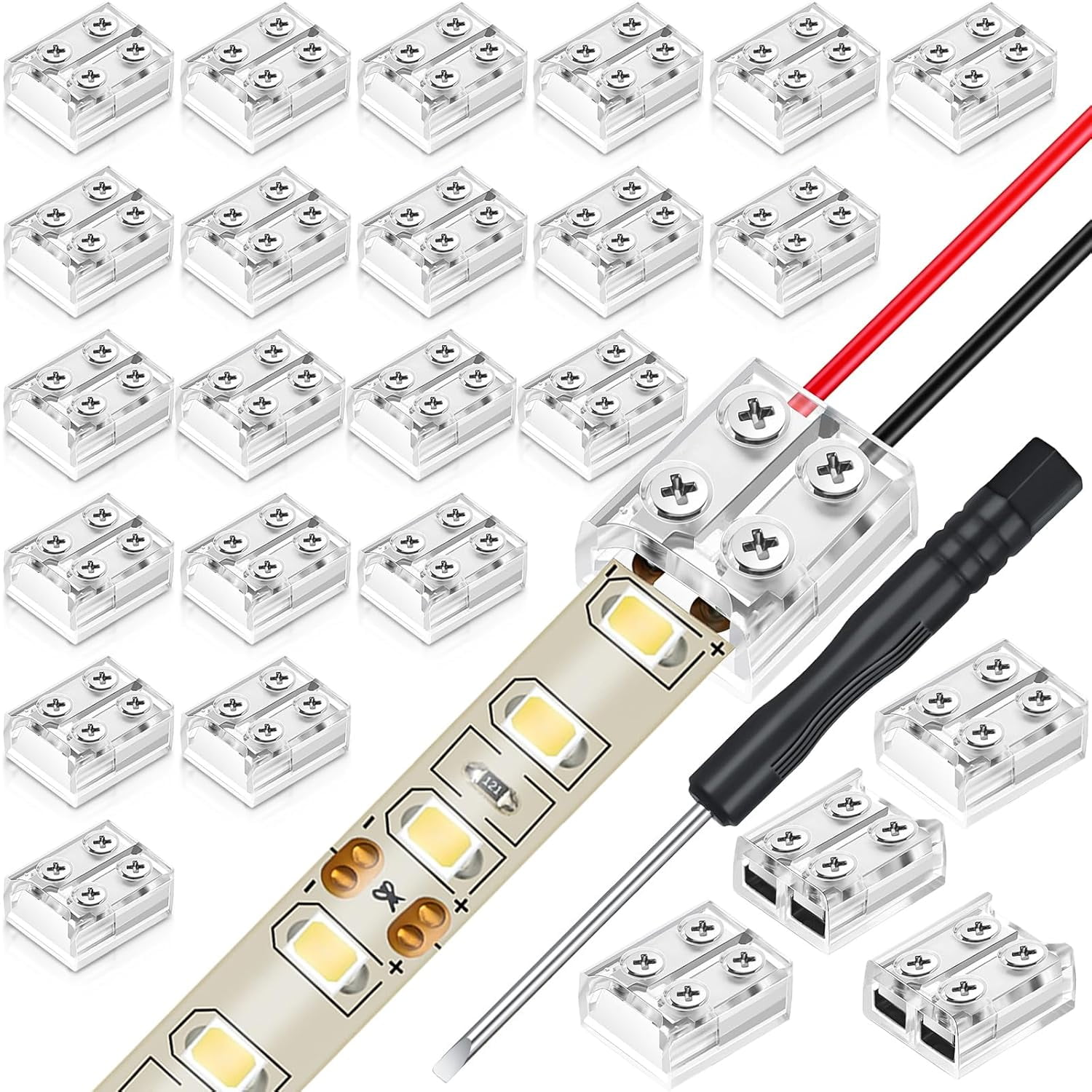 Led Strip Light Connector 25 Pack Solderless LED Tape Light Connector ...