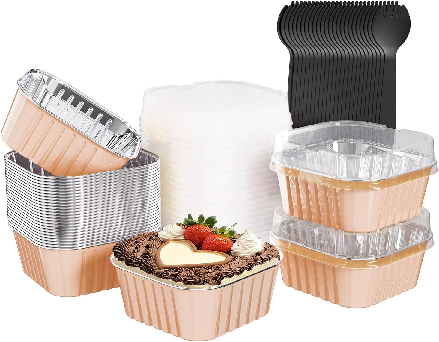 25 Pack Square Mini Cake Pans with Lids,Mini Loaf Pans with Lids ...