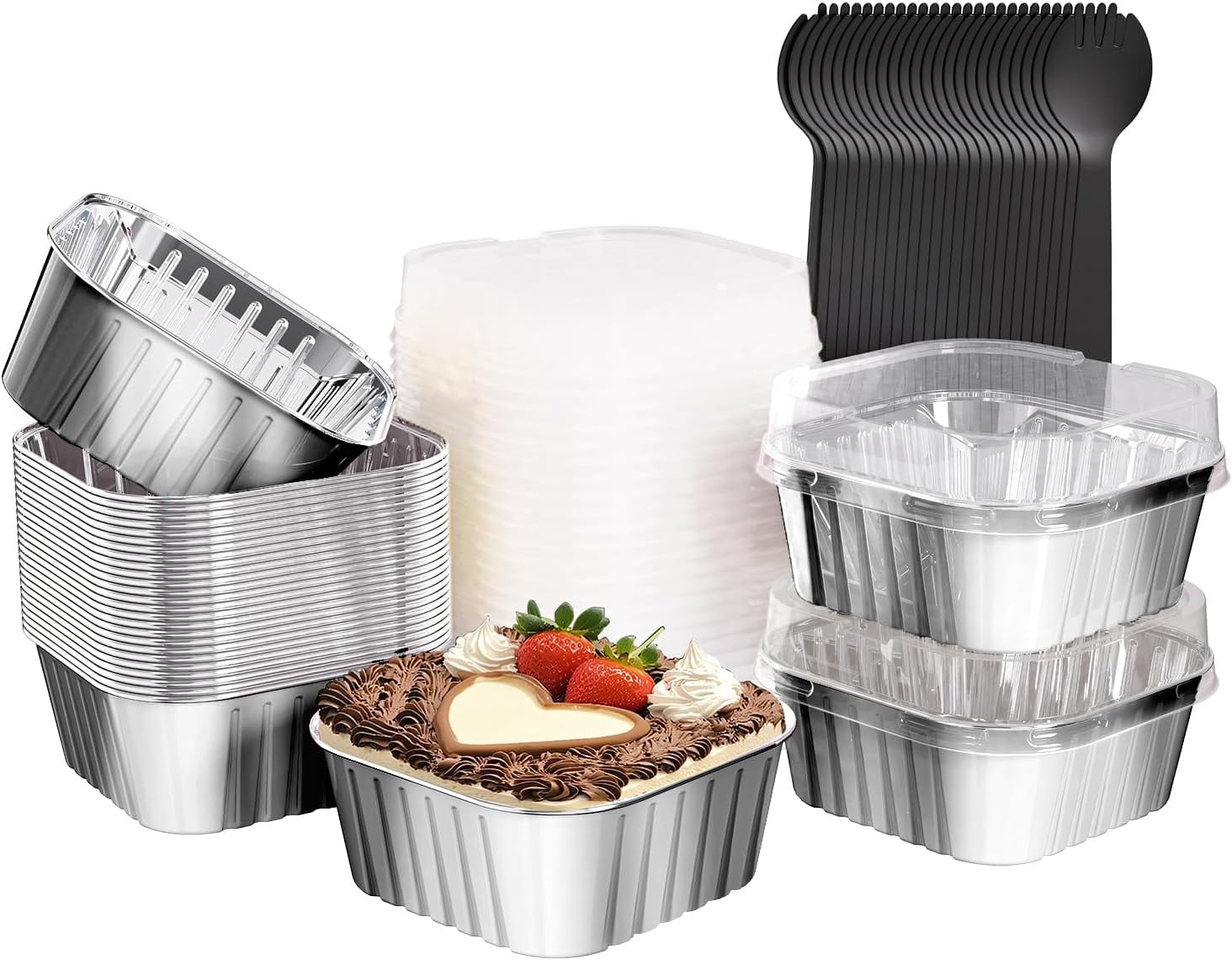 25 Pack Square Mini Cake Pans with Lids,Mini Loaf Pans with Lids ...