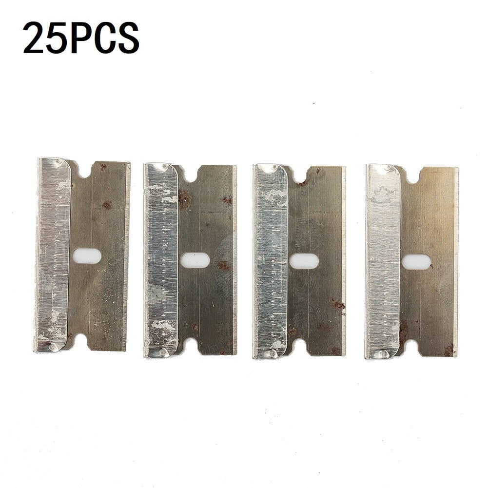 25-Pack Stainless Steel Single-Edged Blade Scraper for Car Glass and ...
