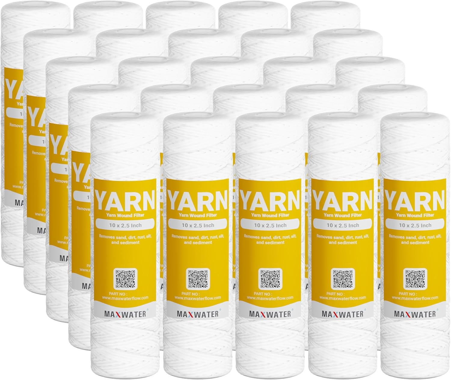 (25 Pack) Standard 10"x2.5" String Wound Sediment Water Filter (5 ...