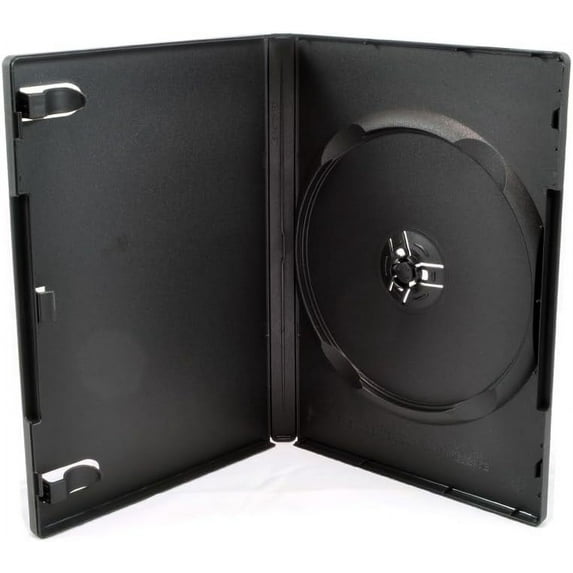 25 Pack Standard 14mm Black Signle Disc DVD Cases with Outter Clear ...