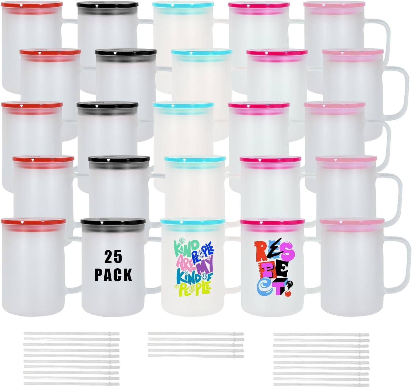 25 Pack Sublimation Glass, 17 oz Sublimation Blanks Frosted Tumbler ...