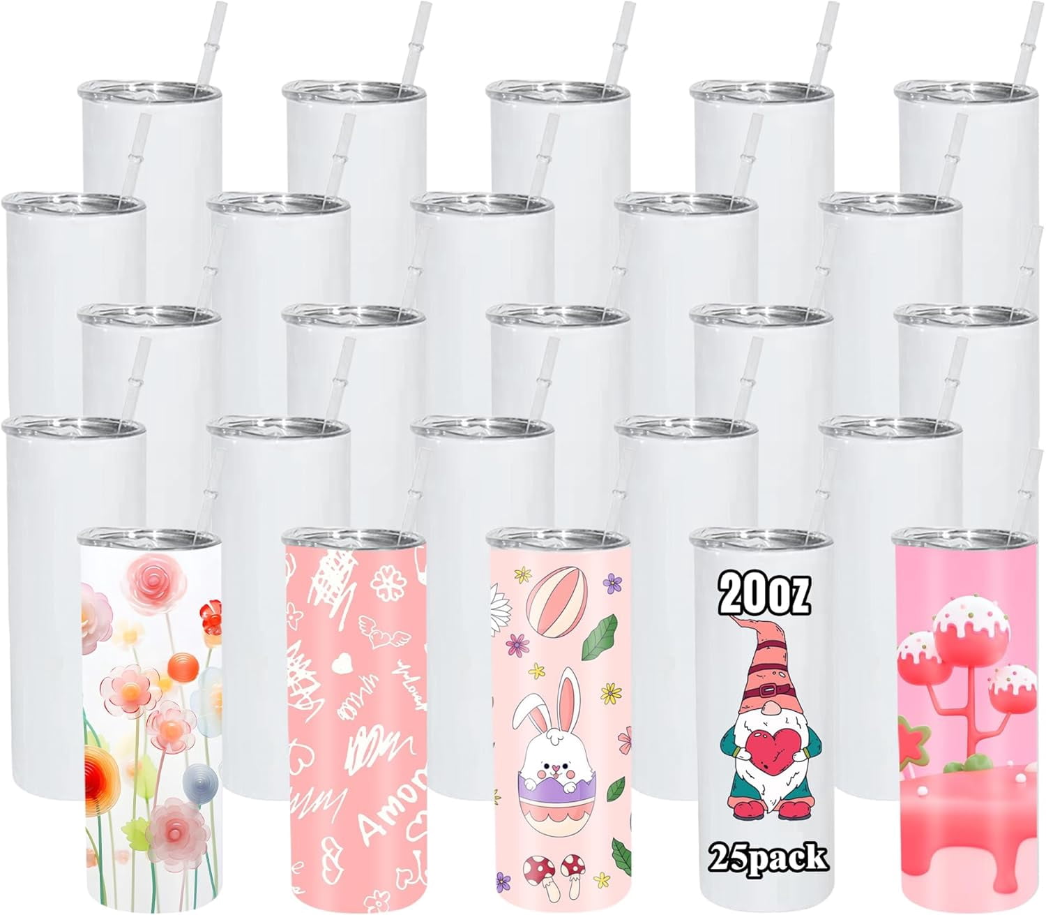 25 Pack Sublimation Tumblers, 20 oz Sublimation Tumbler Blanks ...