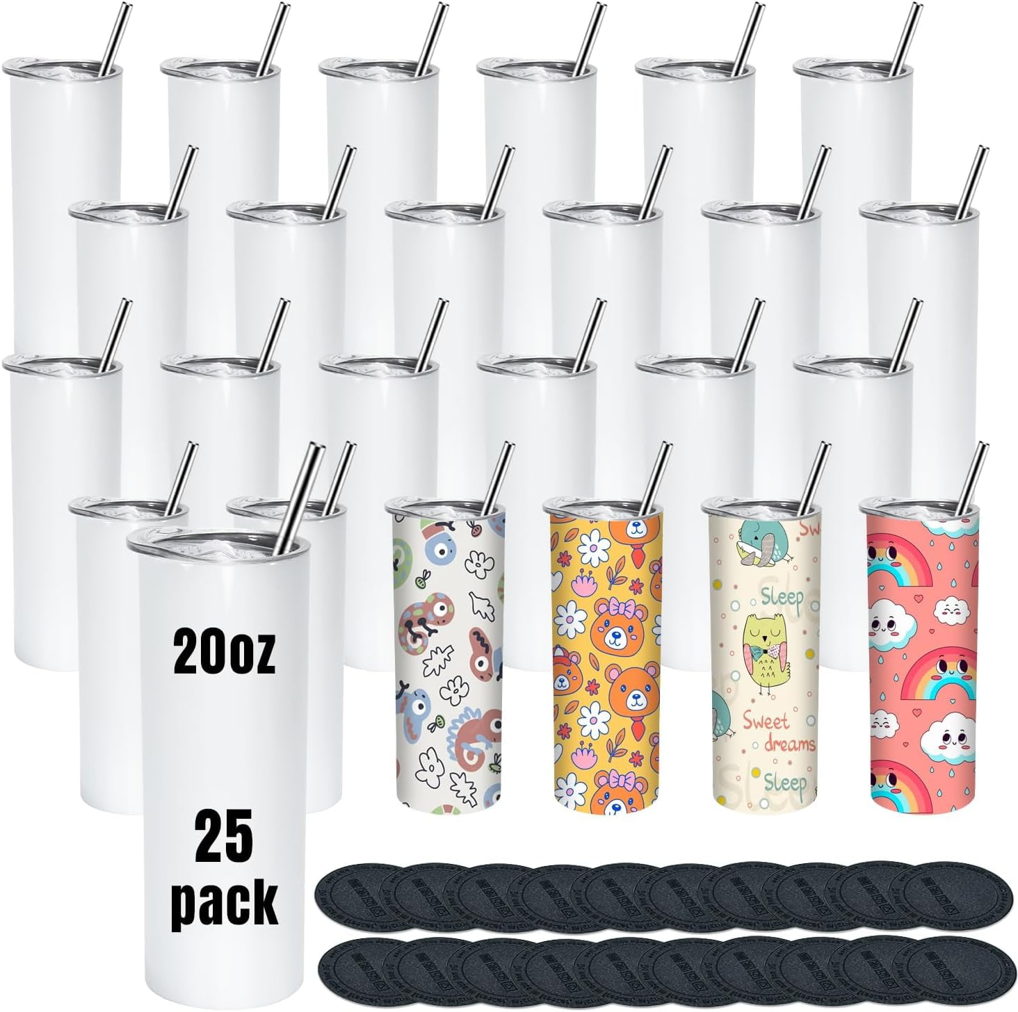 25 Pack Sublimation Tumblers 20 oz, White Sublimation Blanks Tumbler ...