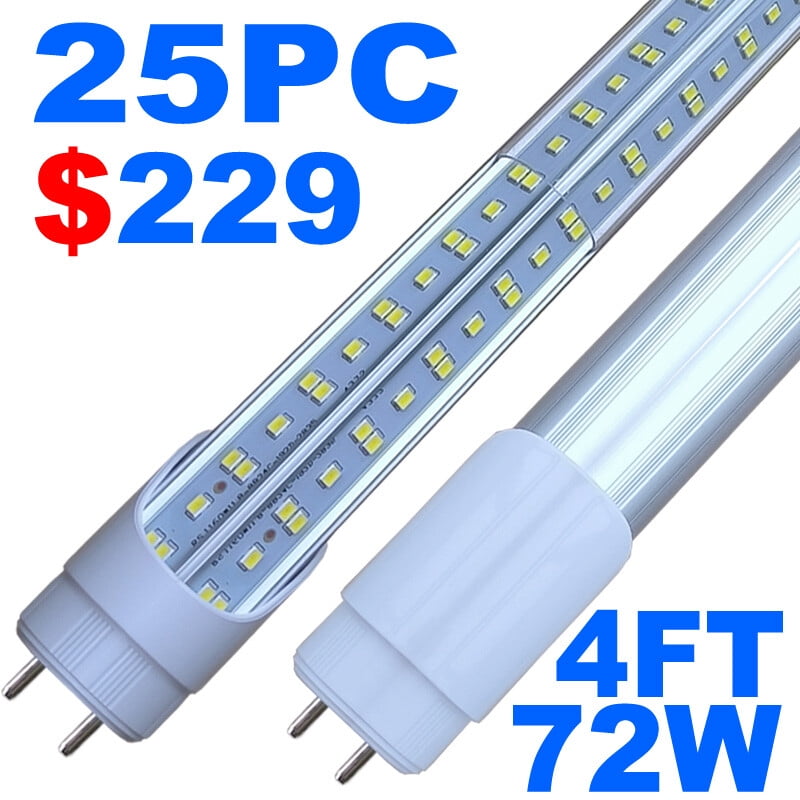 25 Pack T8 4FT G13 Bi Pin Led Tube Light Bulbs 72W 4 Foot Led Shop ...