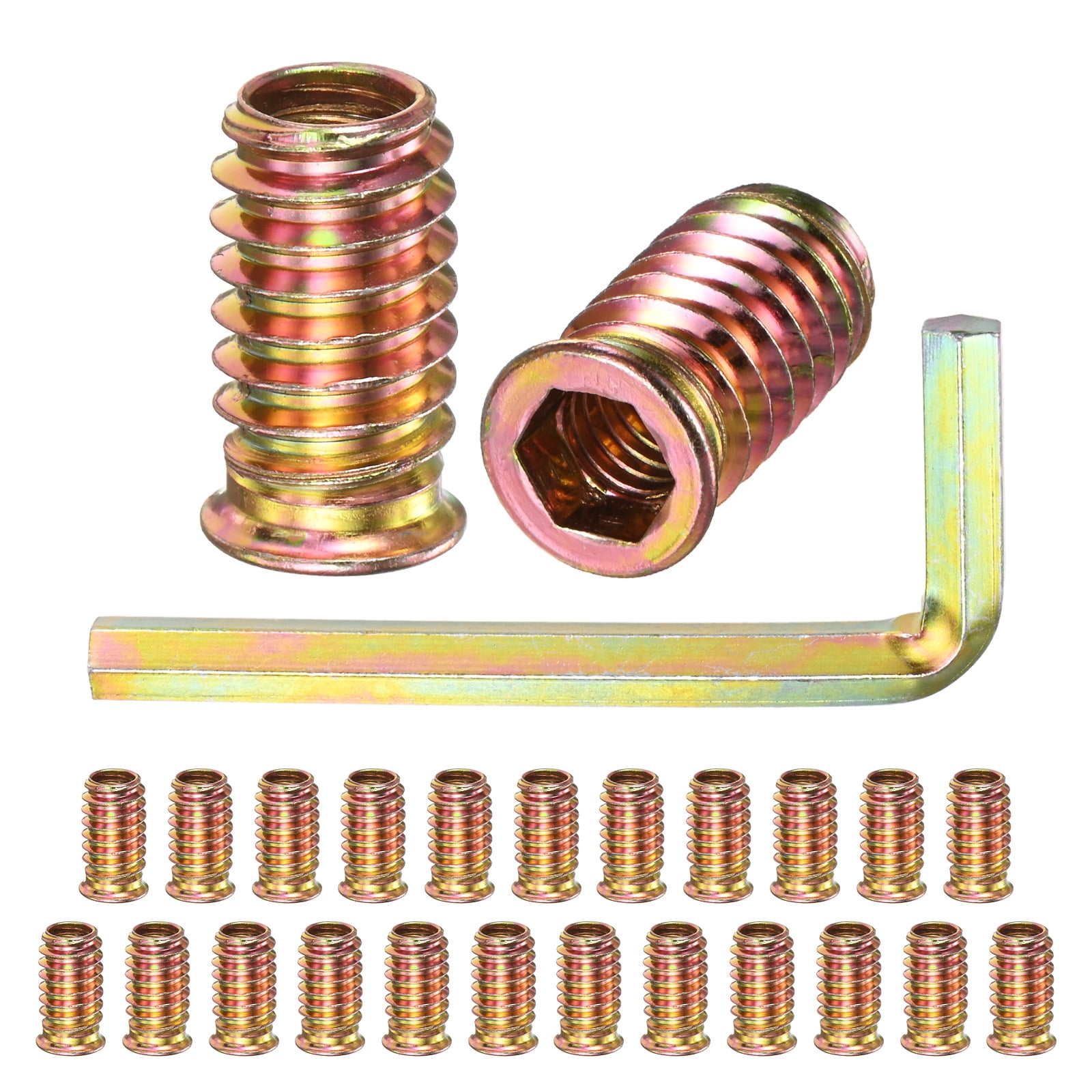 25-Pack Threaded Inserts for Wood, 5/16-18 x 25mm Hex Drive Threaded ...