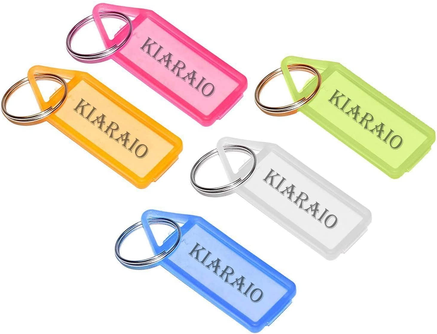 25 Pack Tough Plastic Key Tags with Label & Key Chain (Assorted Color ...