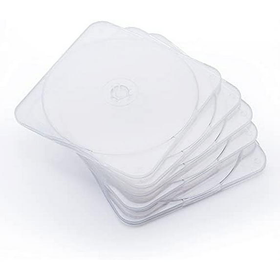 25 Pack Ultra Slim Clear Transparent Square Shaped CD and DVD Disc Clam ...