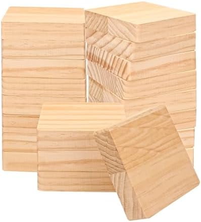 25 Pack Unfinished Wood Blocks for Crafts - 4 X 4 X 1 Inch Wooden ...