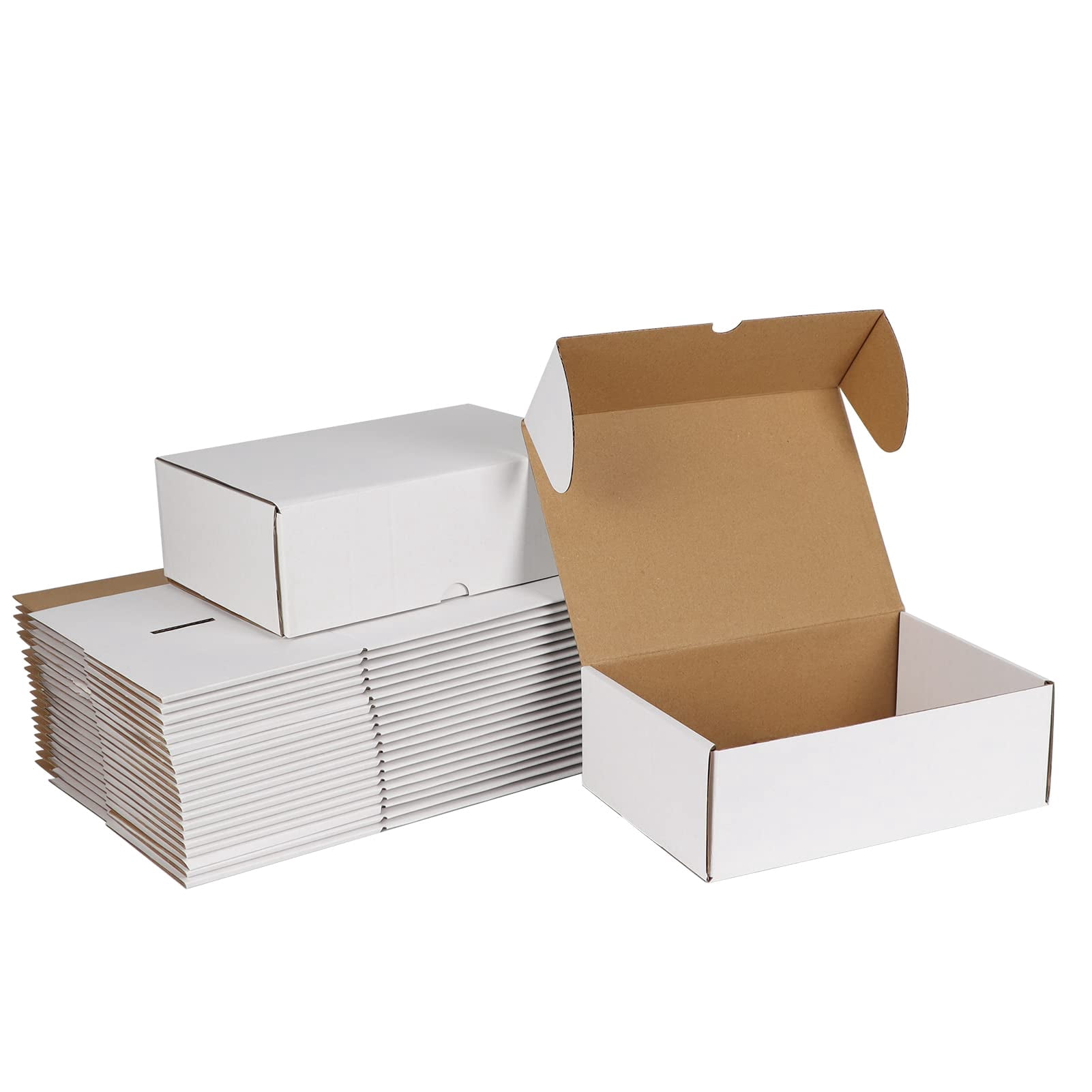 25 Pack White 9x6x3 Corrugated Cardboard Shipping Boxes for Mailing and ...