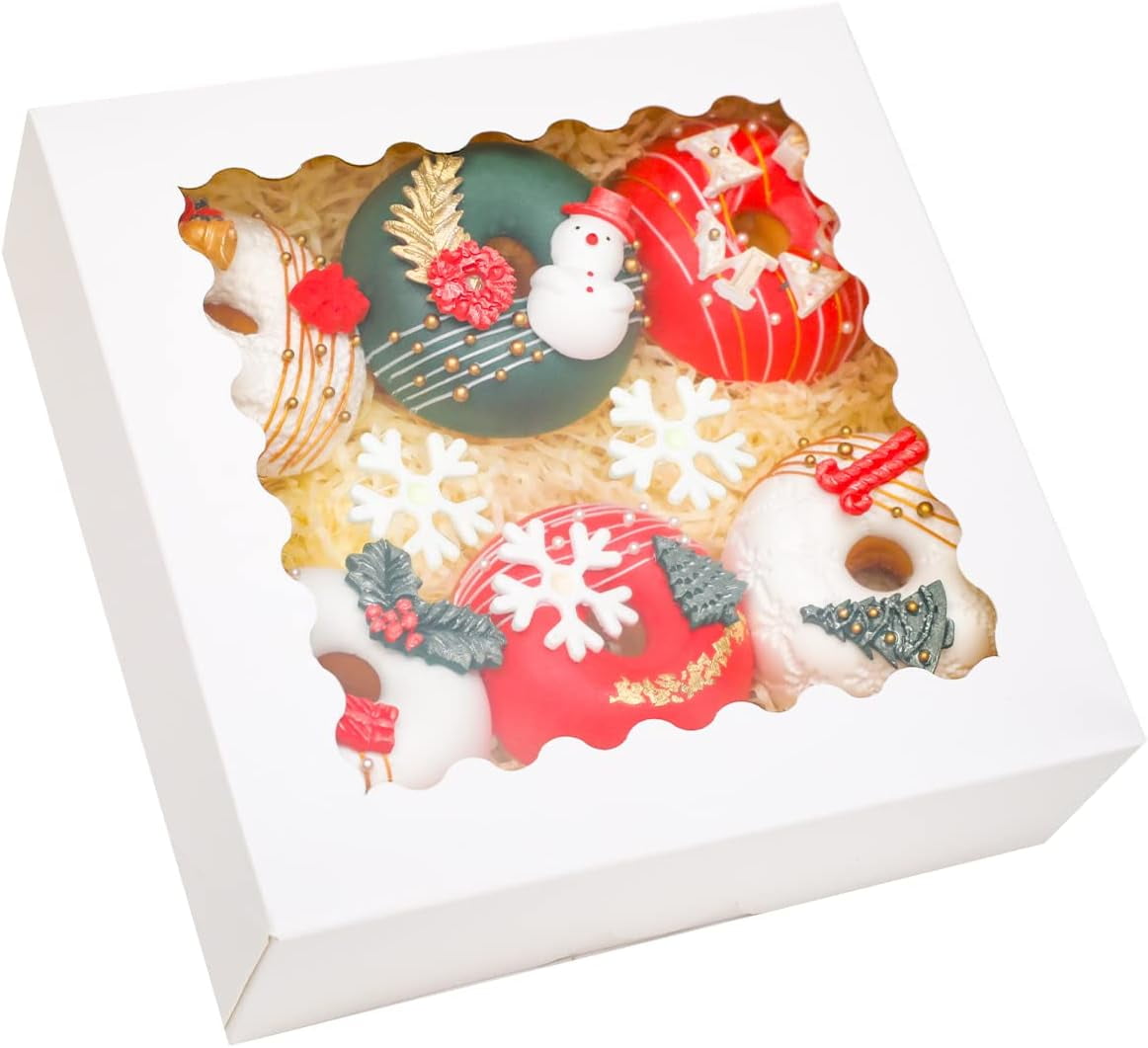 25-Pack White Bakery Boxes with Windows: Ideal for Weddings, Birthdays ...