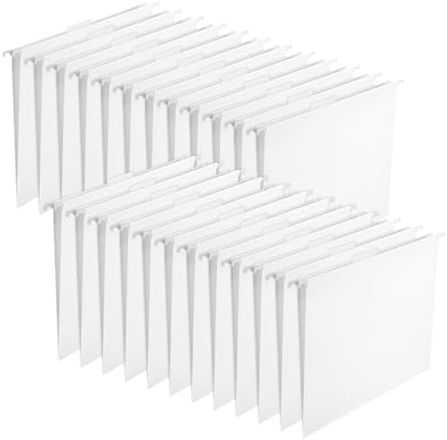 25 Pack White Legal Size Hanging File Folders with 1/5 Cut Label Tabs ...