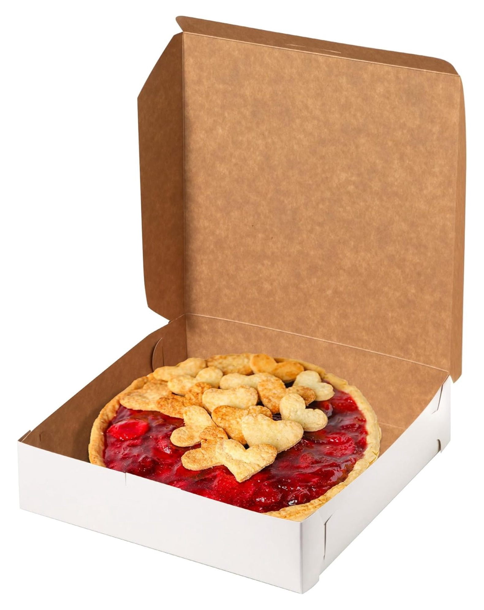 [25 Pack] White Pie Boxes 10x10x2.5" Square Bakery Boxes for Cookies ...
