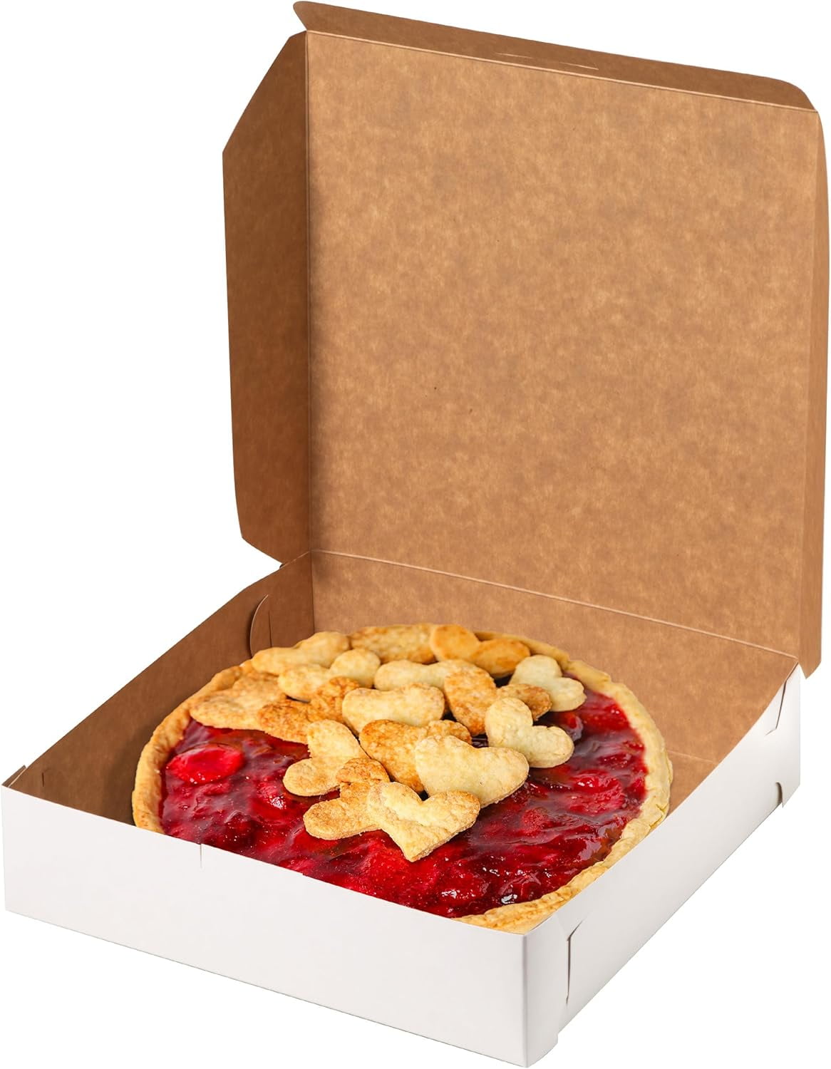 [25 Pack] White Pie Boxes 10x10x2.5" Square Bakery Boxes for Cookies ...