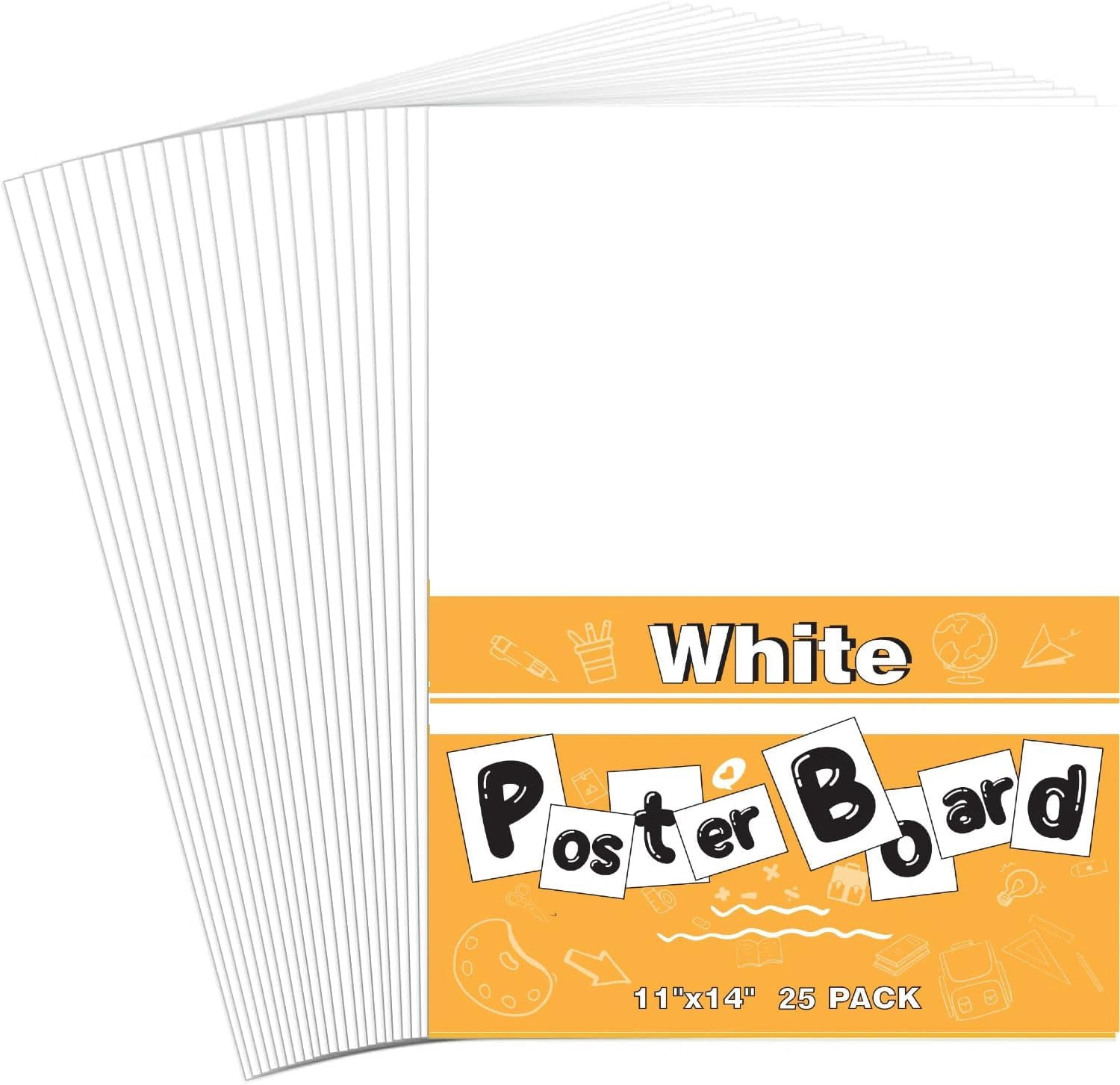25 Pack White Poster Boards, 11"x14" White Poster Paper Heavyweight ...