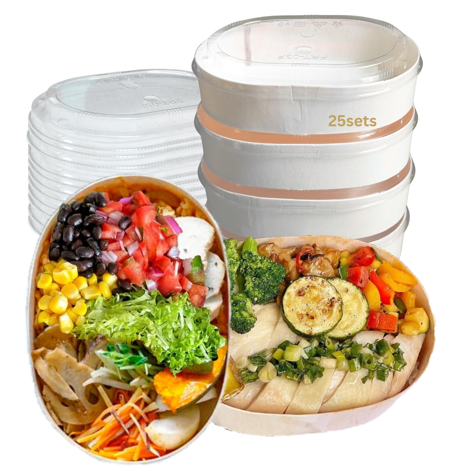 25-Pack Wooden Bento Boxes, 27 oz Eco-Friendly Poplar Food Containers ...