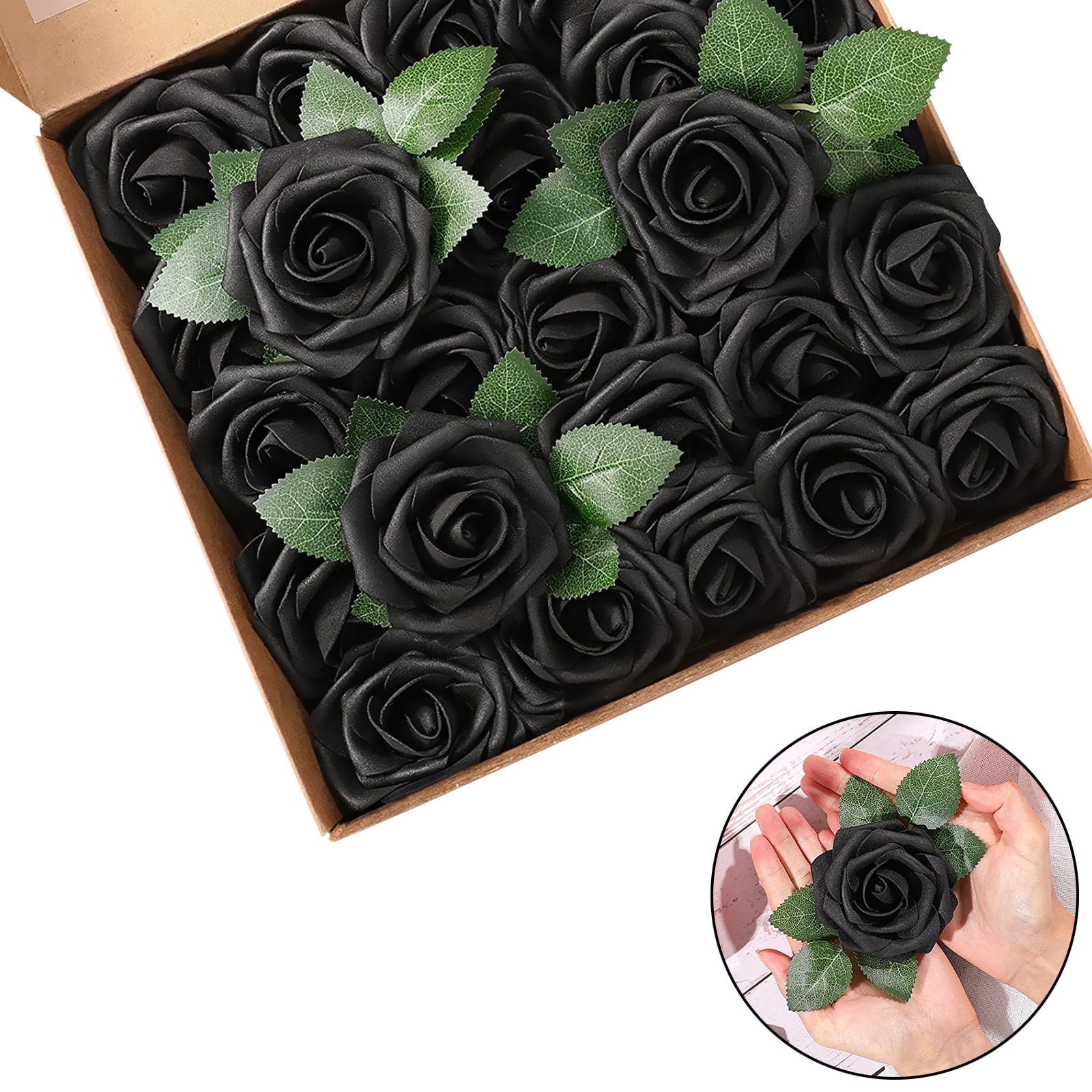 25 Pack artificial foam roses with stems for wedding DIY bouquets ...