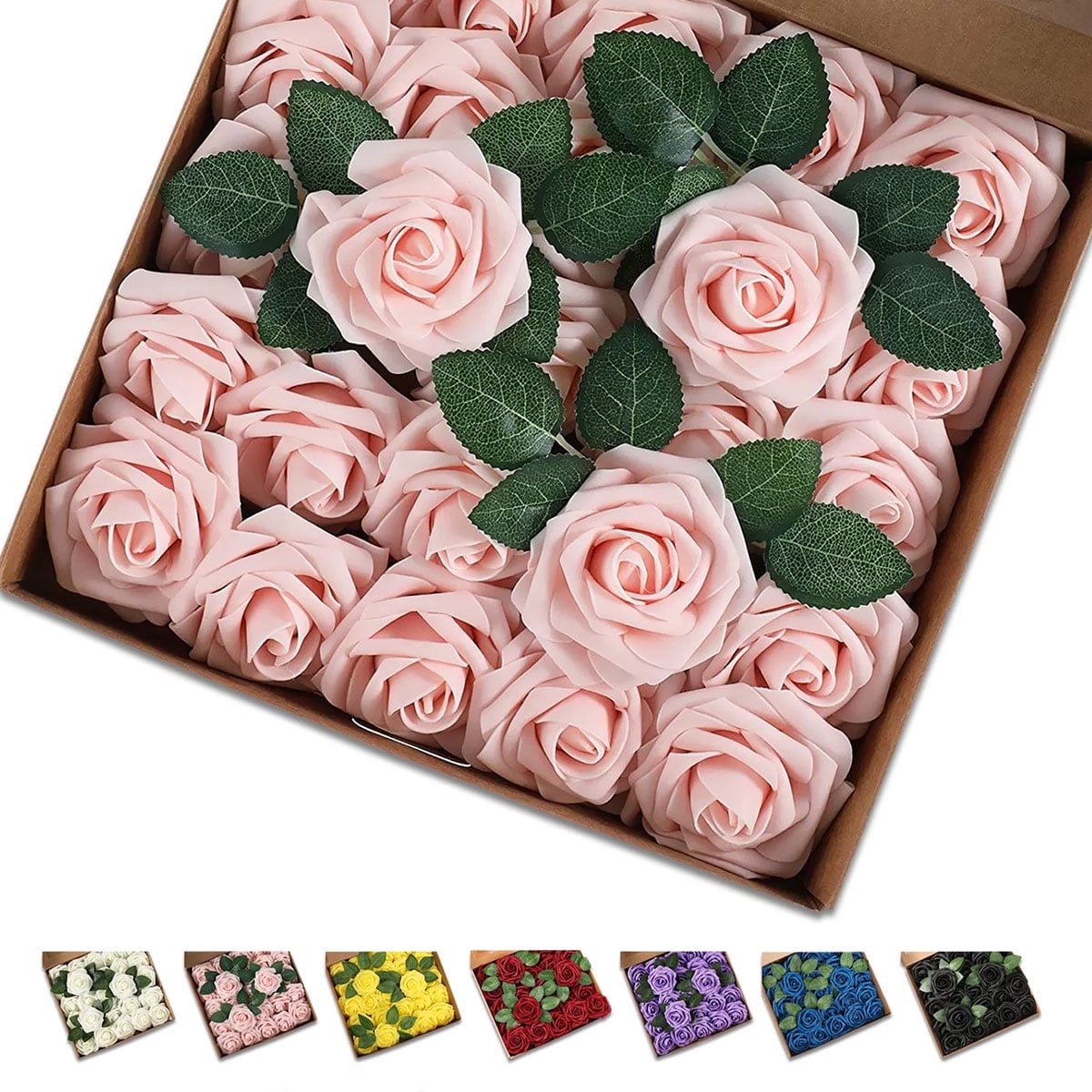 25 Pack artificial foam roses with stems for wedding DIY bouquets ...