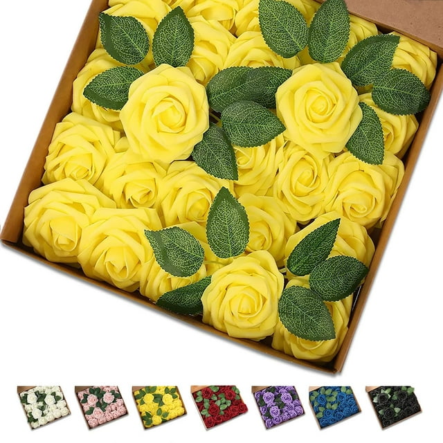 25 Pack Artificial Foam Roses for DIY Wedding Bouquets, Bridal Showers ...