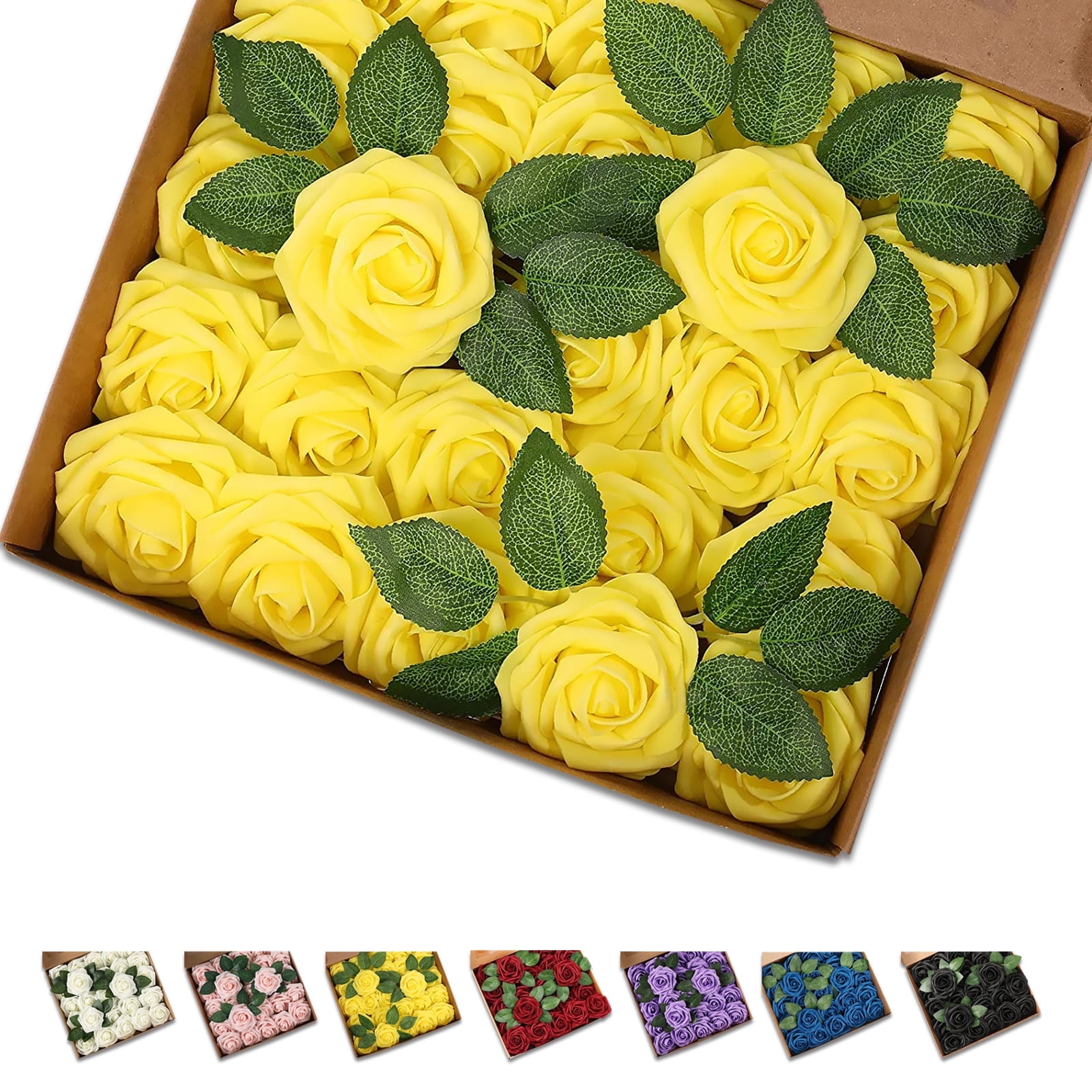 25 Pack artificial foam roses with stems for wedding DIY bouquets ...