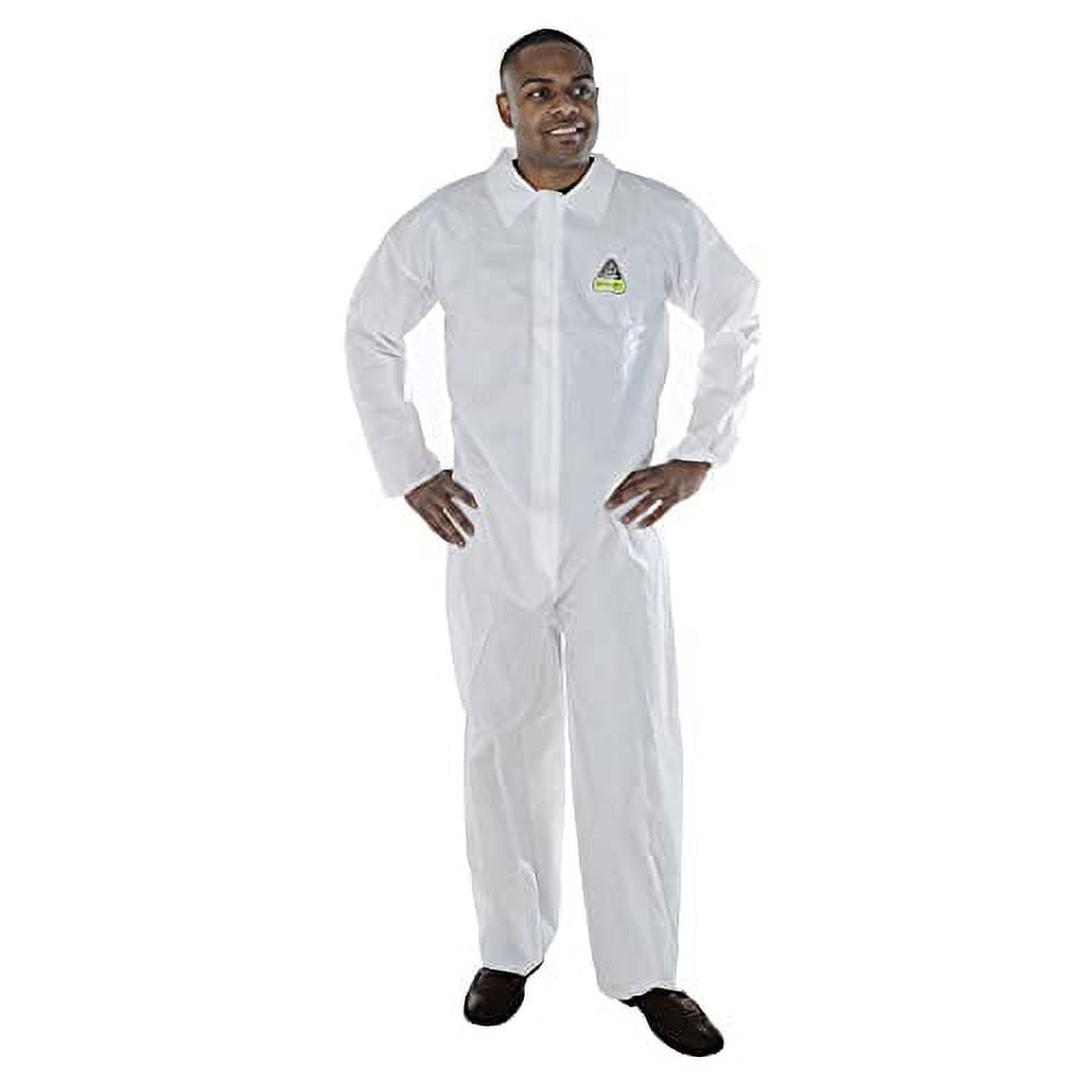 Cordova MP100S Defender II White Microporous Coverall, Zipper Front with Flap & Collar, Open ...