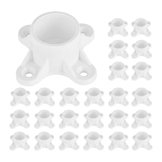 25 Packs 1/2 Inch PVC Flange Table Leg Cap Fittings Furniture Screw Tab ...