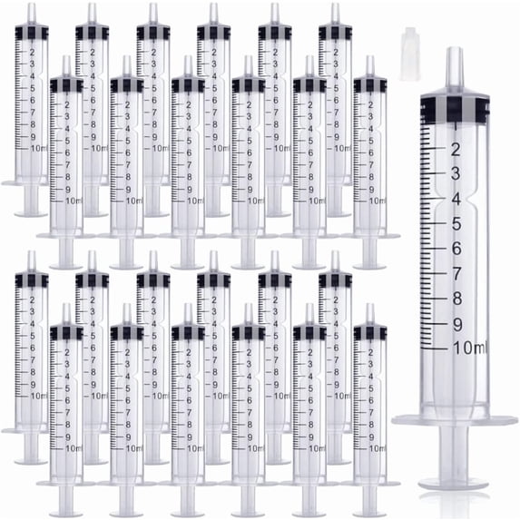 25 Packs 10ml Plastic Syringe, Luer Slip Tip with Cover Cap, Syringes ...