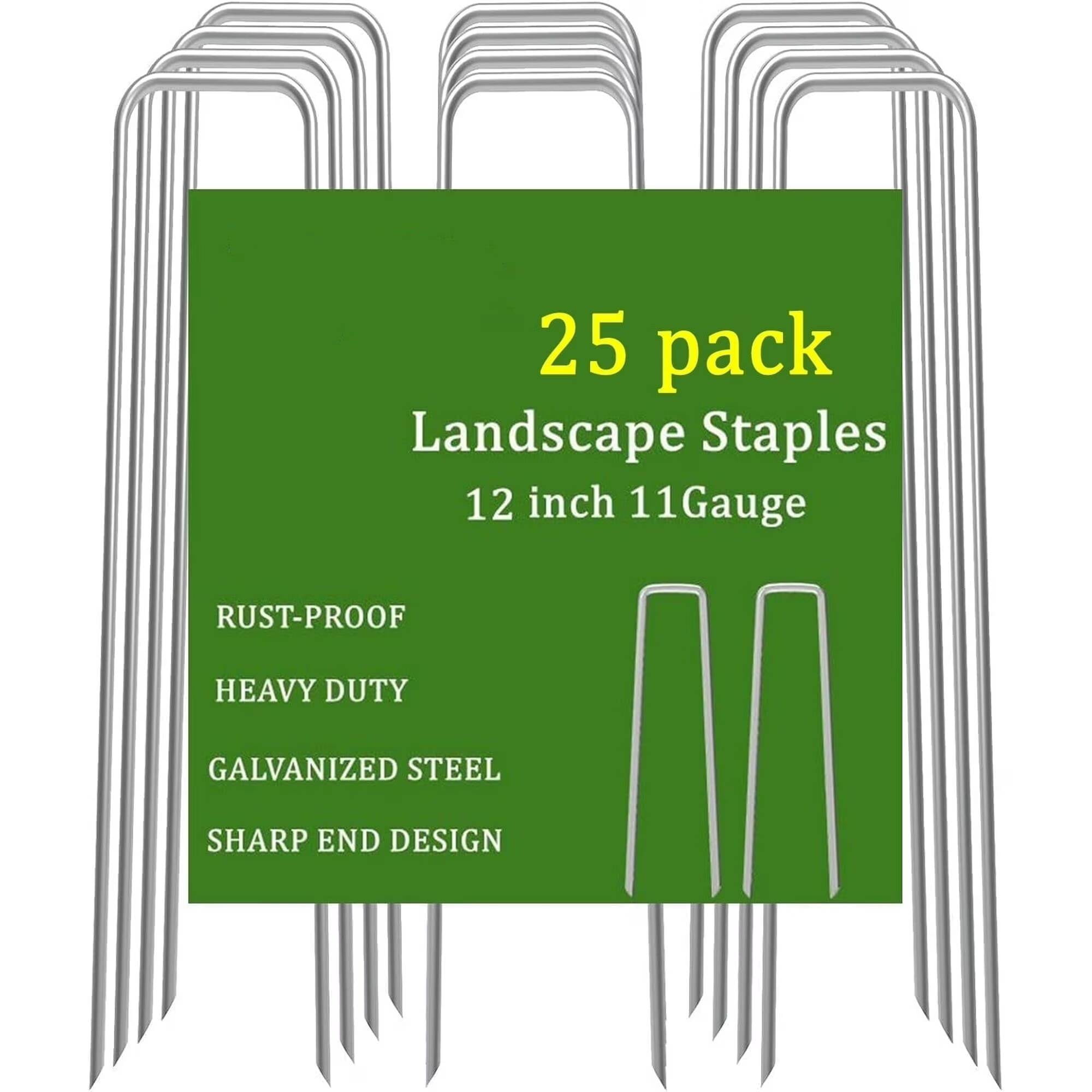 25 Packs 12 Inches Galvanized Landscape Staples Heavy Duty 11 Gauge ...