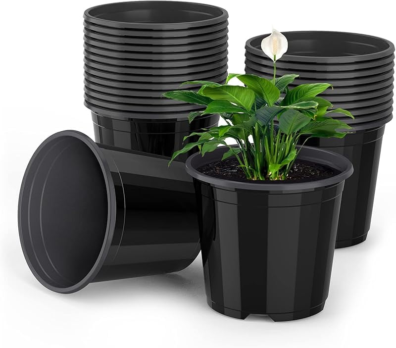 25 Packs 4 5 6 Inch Nursery Pots Round Flower Pots Decorative Plastic ...