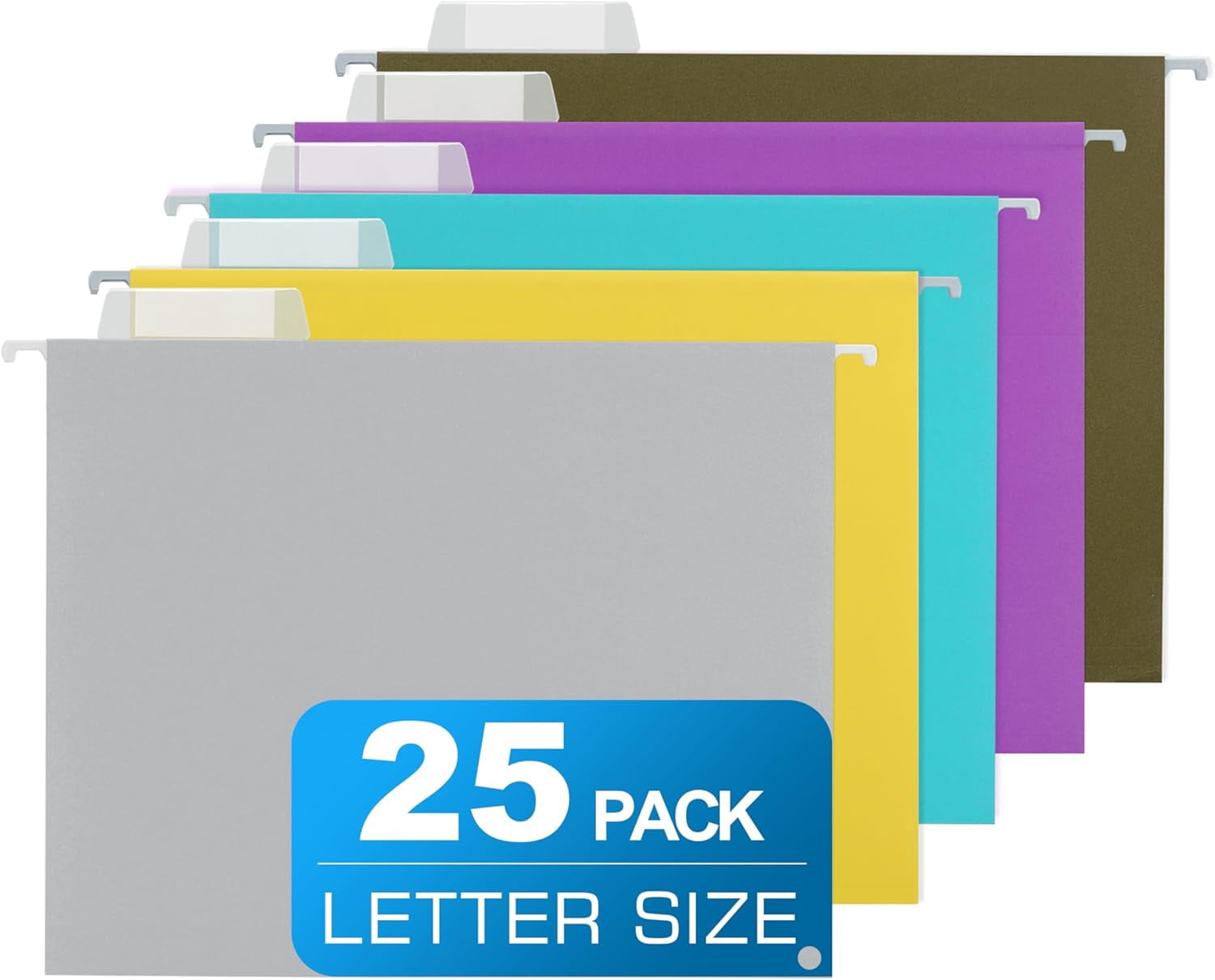 25 Packs Hanging File Folders,5 Assorted Colors,Letter Size 8.5x11 ...