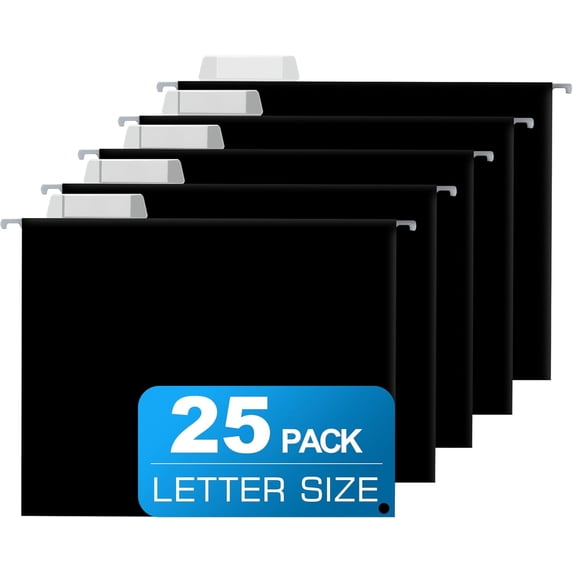 25 Packs Hanging File Folders,Black Letter Size File Folder,Designed ...