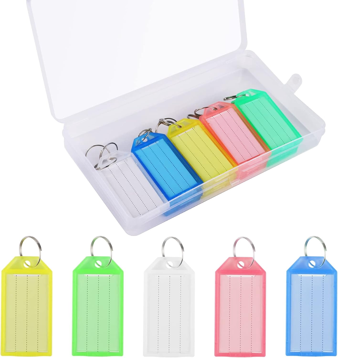 25 Packs Key Tags with Labels, 5 Colors Plastic Key Tags with Plastic ...