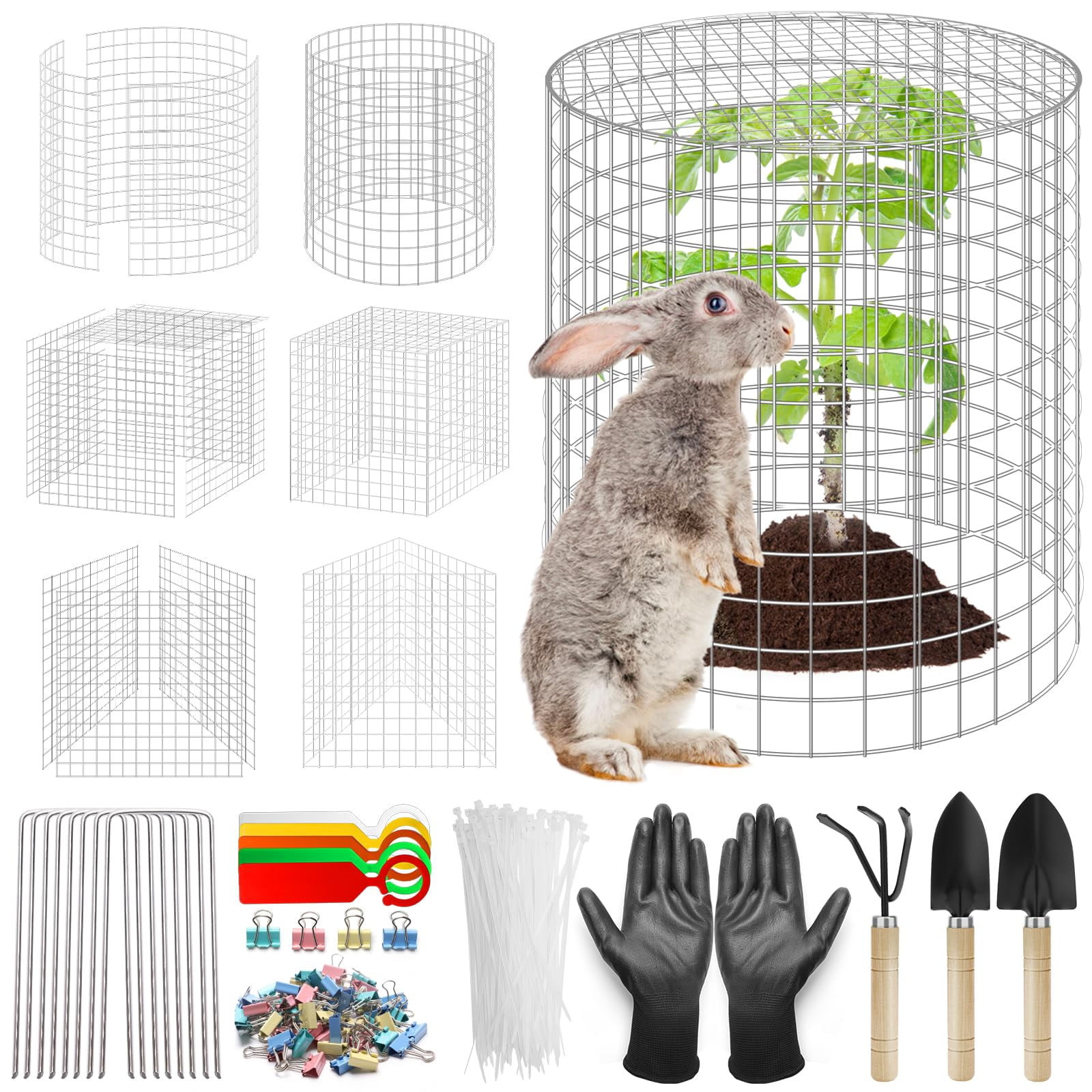 25 Packs Wire Plant Protectors Wire Plant Cages x with Lids and Ground ...