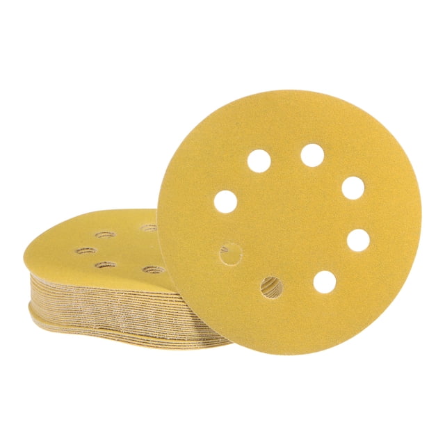 25 Packs Yellow Sanding Discs 5 Inch 180 Grits Hook and Loop Sandpapers ...