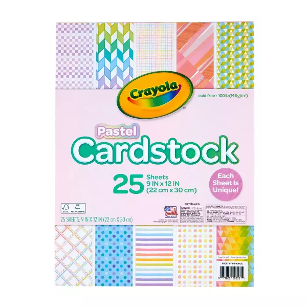 25 Page Pastel Cardstock with Assorted Patterns: Multicolor Craft Paper ...