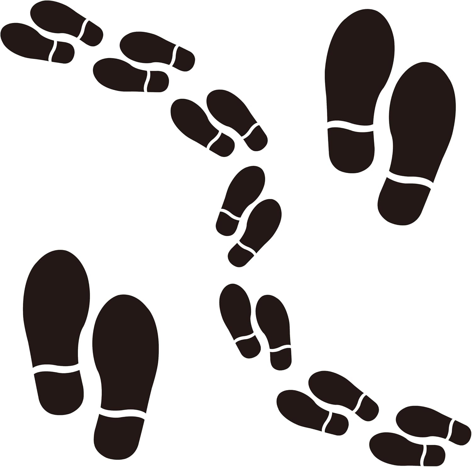 25 Pairs 50 Prints Black Shoe Footprint Stickers Footprint Floor Decals ...
