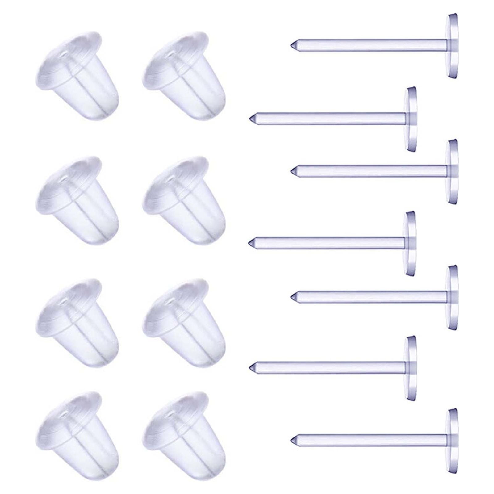 25 Pairs Invisible Plastic Earring Posts Clear Ear Hole Retainer ...
